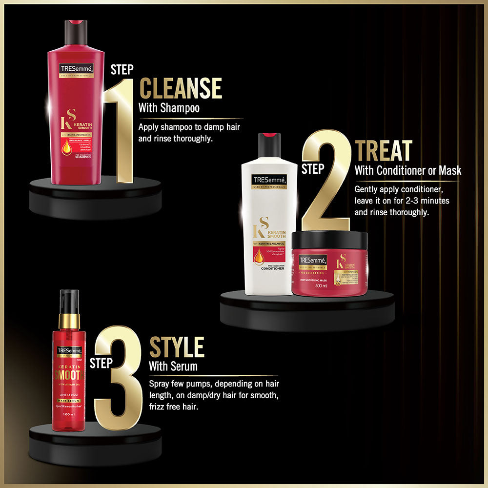 TRESemmé Keratin Smooth Shampoo 1000ml + Mask 300ml + Serum 100ml ...