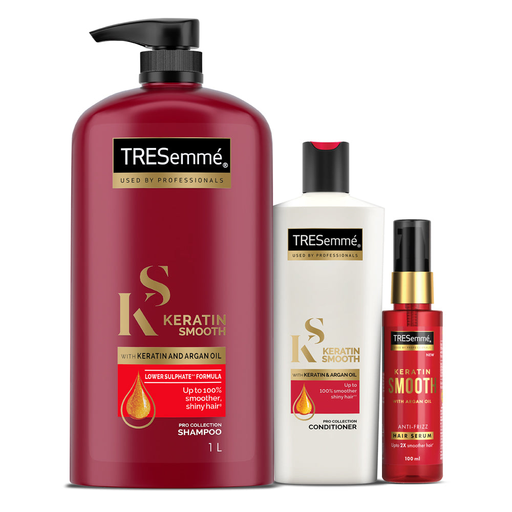 Try TRESemmé Keratin Smooth Shampoo 1000ml+Conditioner 190 ml+Serum ...